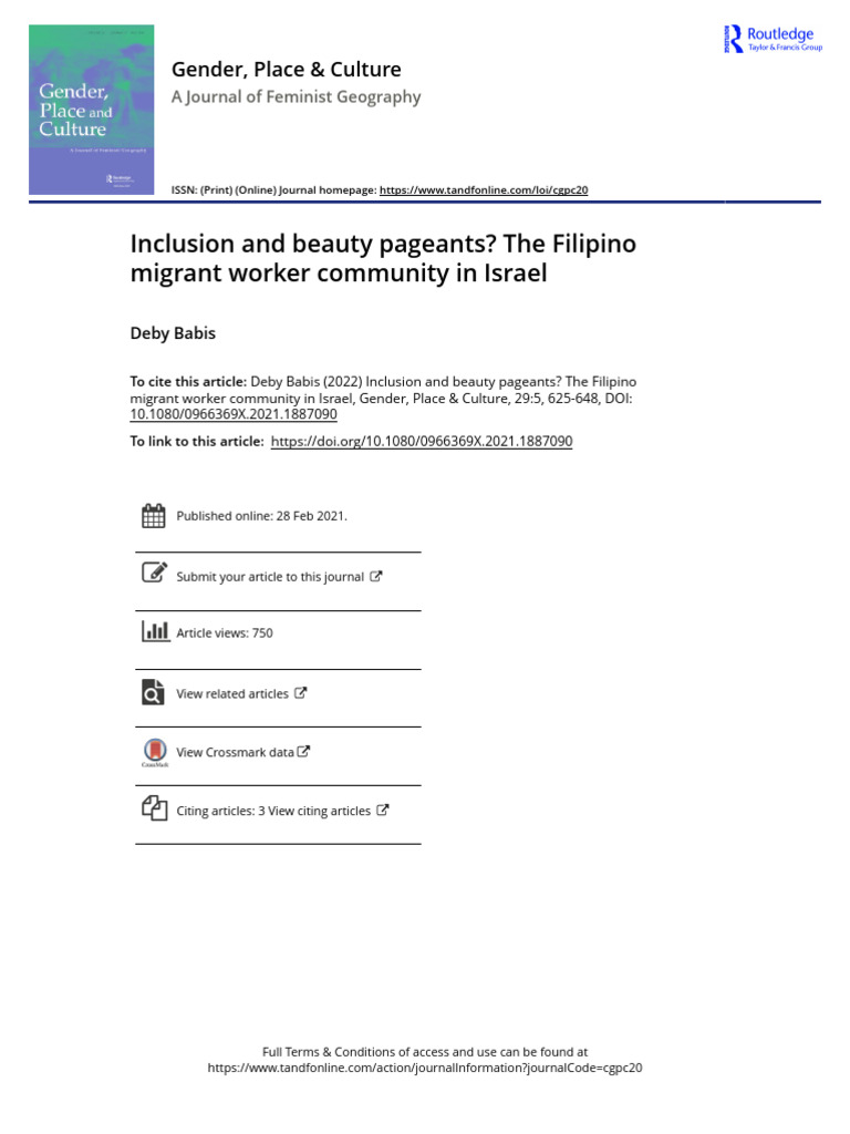 Inclusion and Beauty Pageants The Filipino Migrant Worker Community in ...