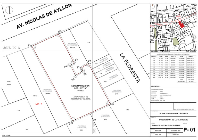 Plano de Subdivisión de Lote Urbano | PDF | Geodesia