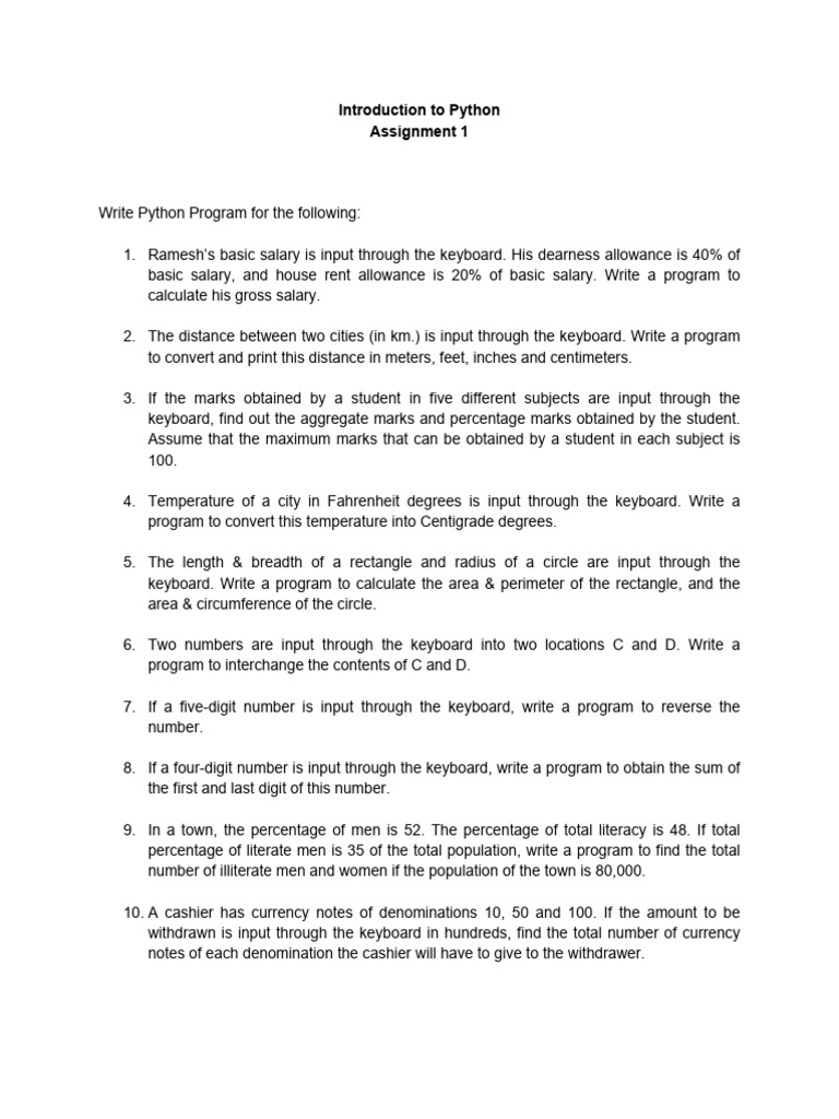 Python Assignment2 Basics | PDF