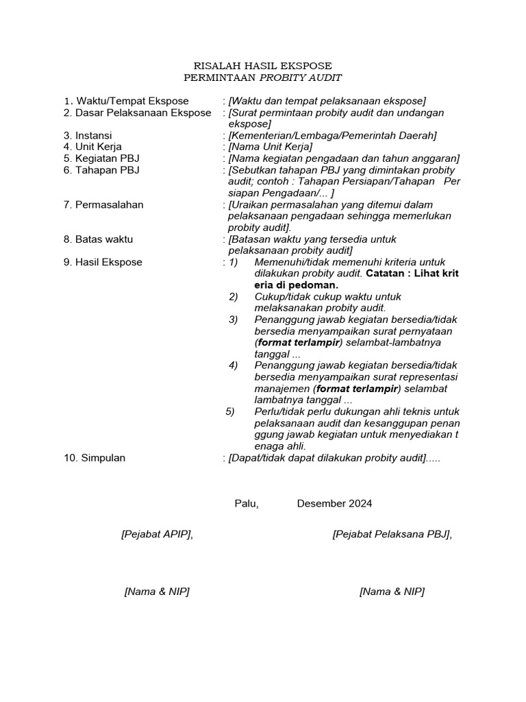 Contoh Risalah Hasil Ekspose Probity | PDF | Teknologi & Rekayasa