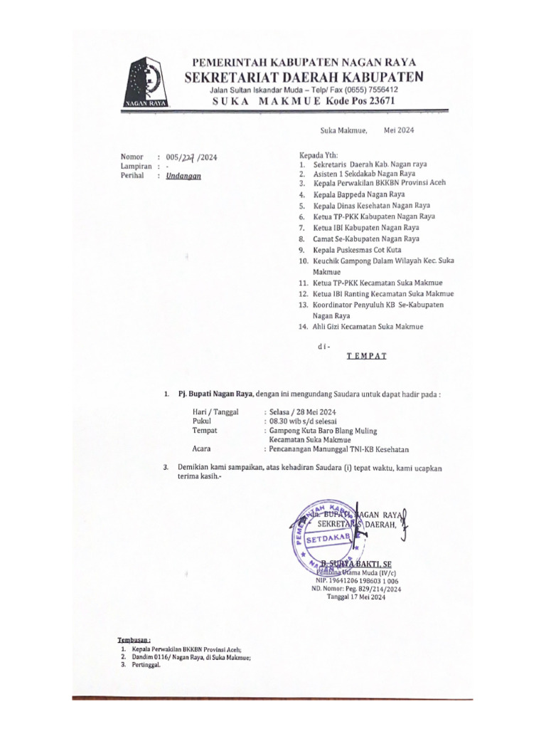 Undangan Manunggal TNI KB-KES 2024 | PDF