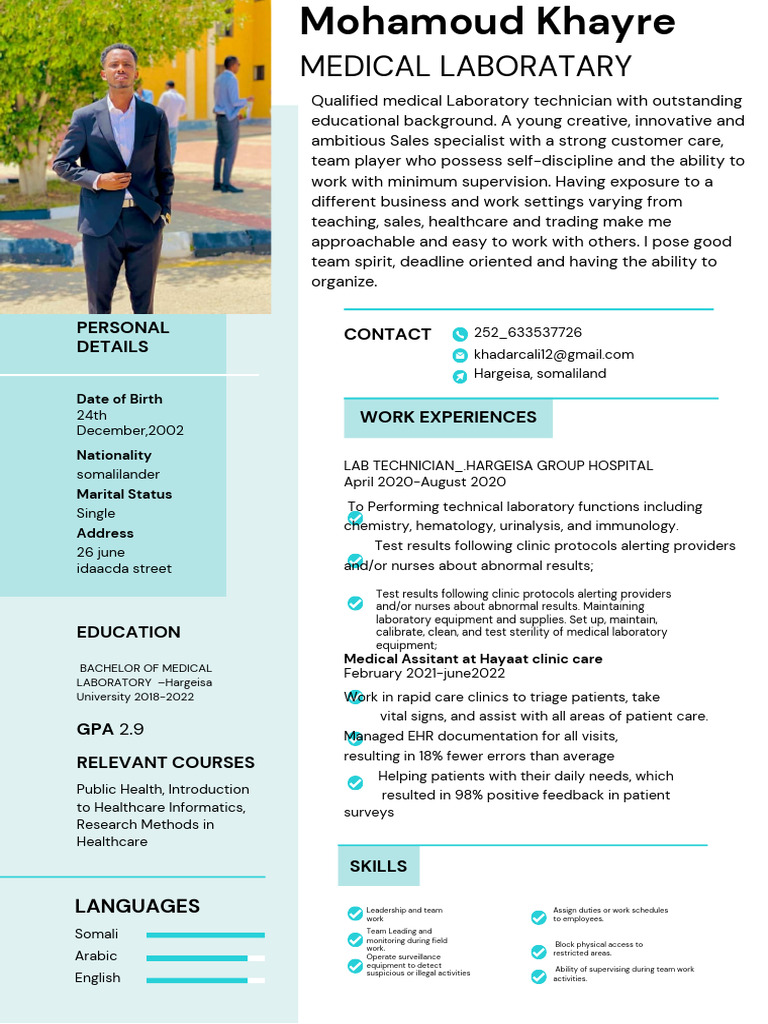 Mahamud CV 2023 | PDF | Medical Laboratory | Nursing