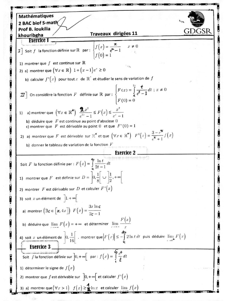 TD 2SM Maths | PDF