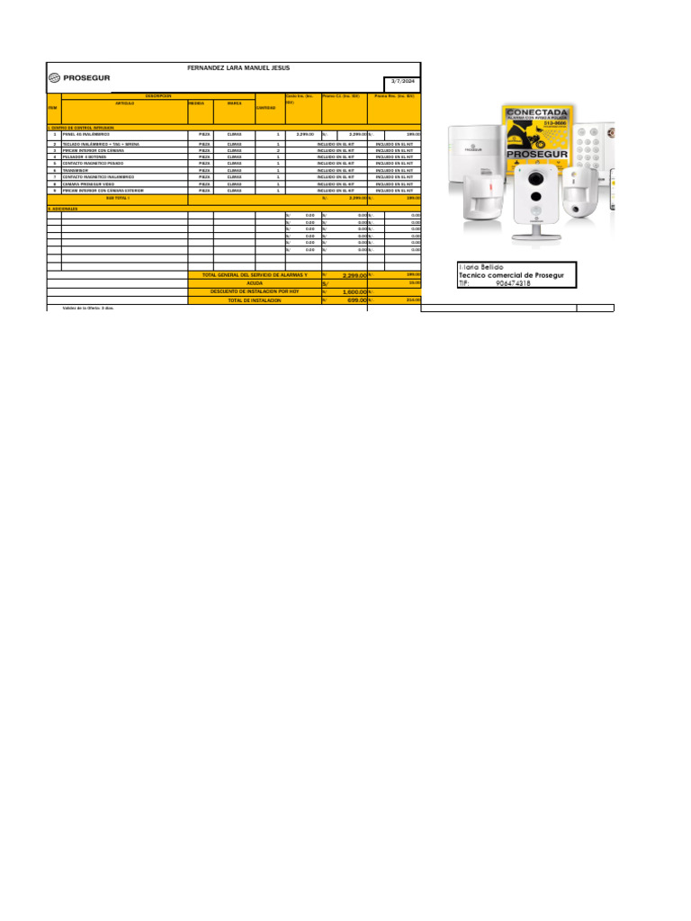 Cotizacion Prosegur Premium | PDF