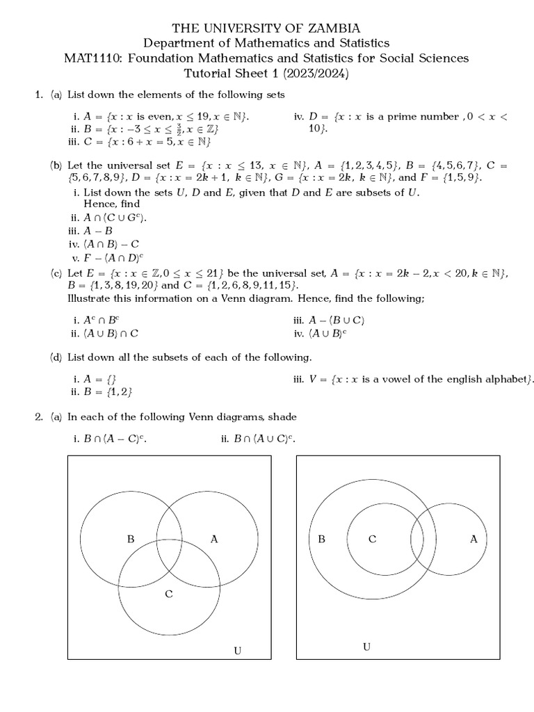 Foundation Mathematics & Statistics Tutorial 2023 | PDF | Mathematical ...