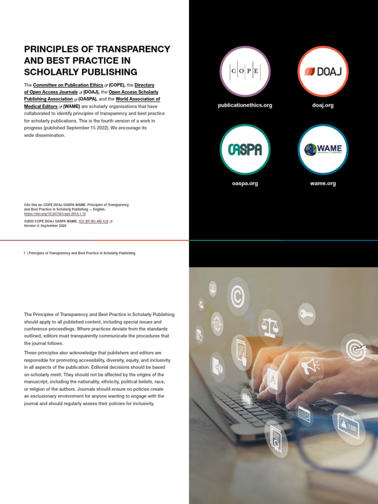 Principles Transparency Best Practice Scholarly Publishing | PDF | Academic Journal | Academic ...