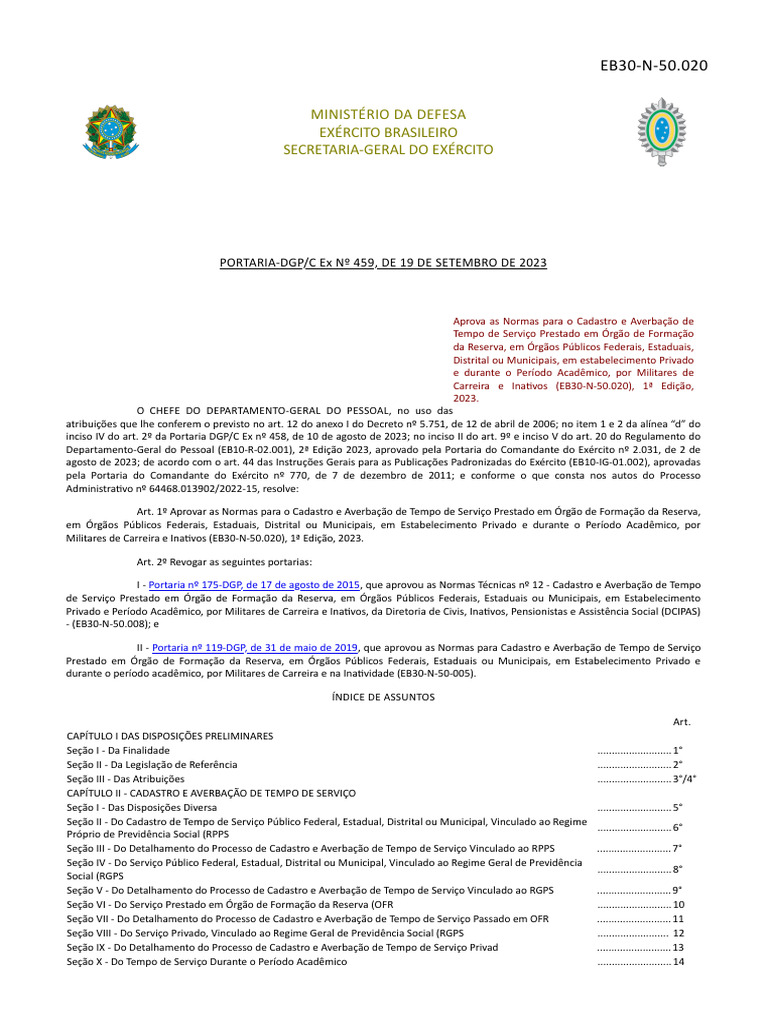PORTARIA-DGP - C Ex #459, DE 19 DE SETEMBRO DE 2023 | PDF | Serviços ...