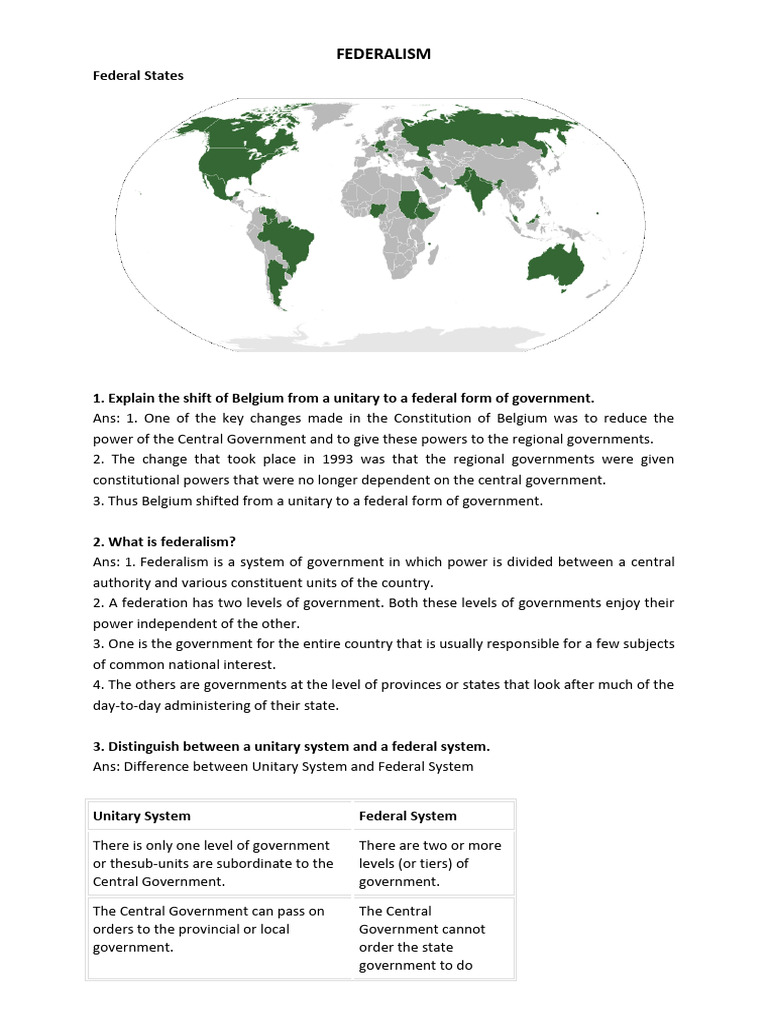 Federalism Notes | PDF | Federalism | Federation