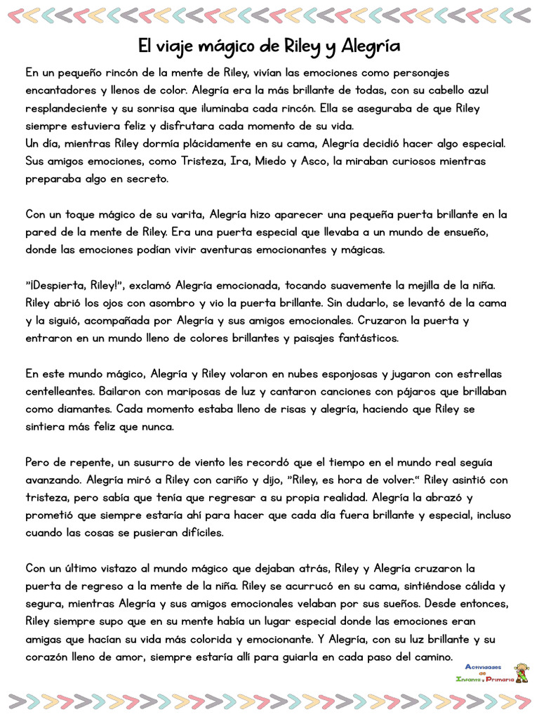 cuento-las-aventuras-de-Riley-y-Alegria | PDF | Las emociones