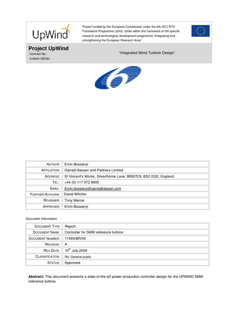 Integrated Controller for 5MW Wind Turbine | PDF | Turbine | Pitch (Music)