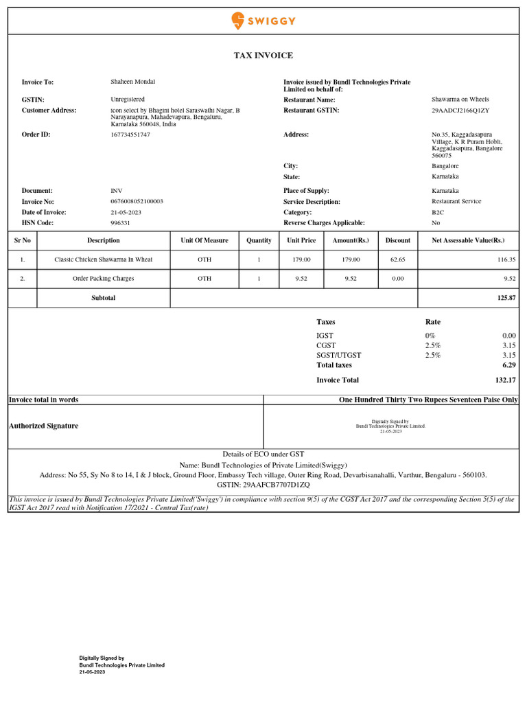 Taco 0676008052100003 | PDF | Invoice | Taxation