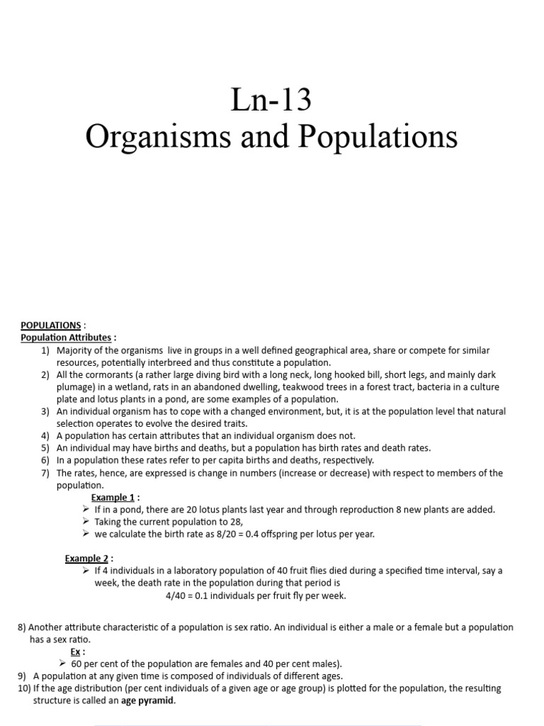 Ln-13 Organisms and Populations | PDF | Biology