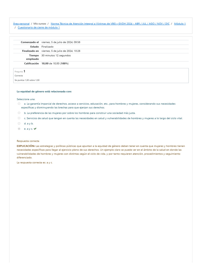 Violencia 1 Cuestionario de Cierre de Módulo 1 | PDF | La violencia contra las mujeres | Trata ...
