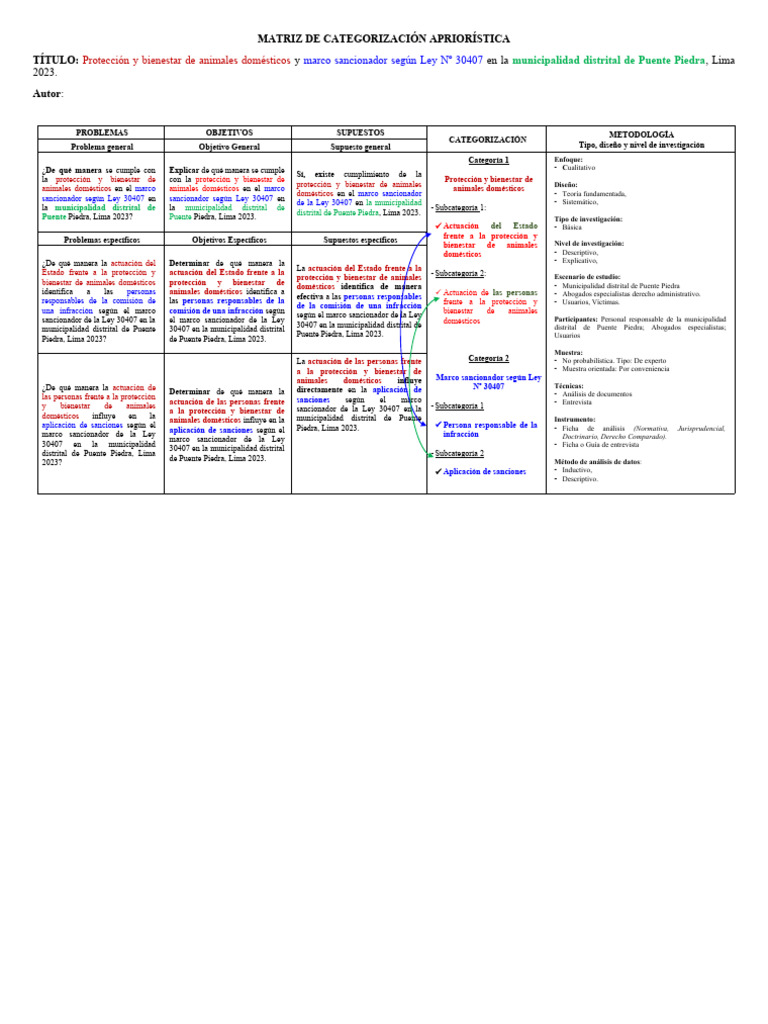 1 - Modelo 1 - Matriz de Categorización | PDF | Bienestar | Metodología