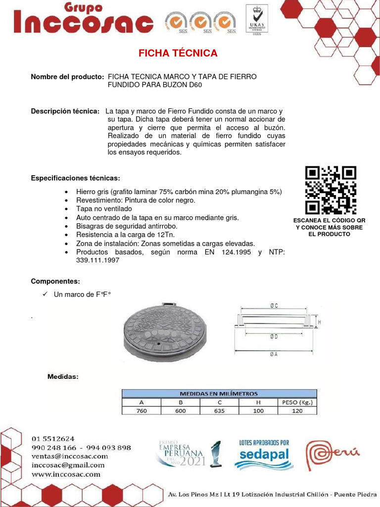 Ficha Técnica-Marco y Fierro Fundido | PDF
