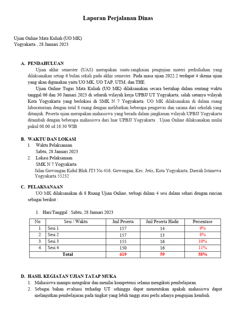 Ujian Online MK di Yogyakarta 2023 | PDF