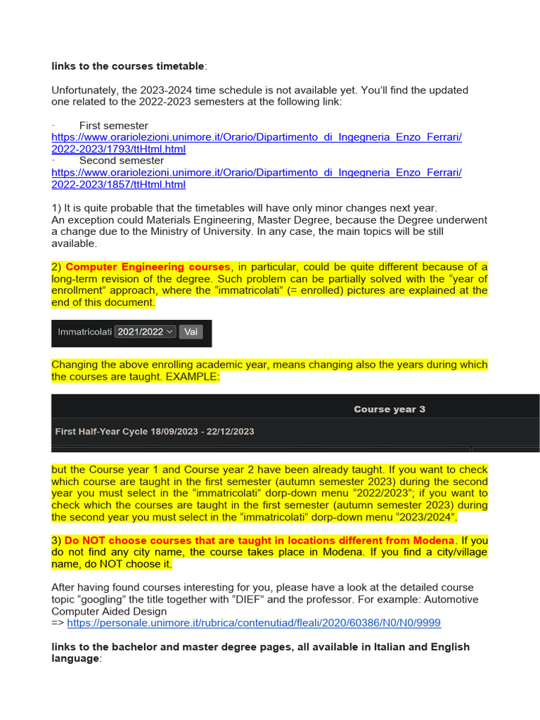 2022-2023 Engineering Timetables | PDF | Academic Degree | Engineering