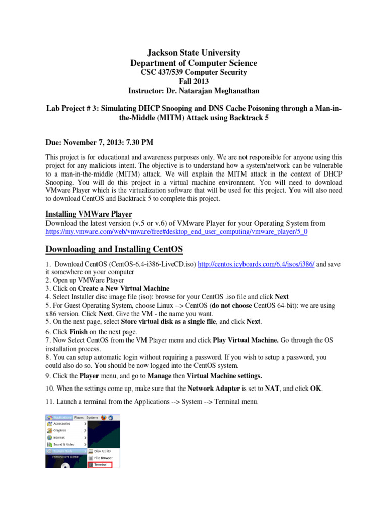 CSC437 Fall2013 Project 3 DHCP Snooping DNS Cache Poisoning MITM Attack | PDF | Domain Name ...