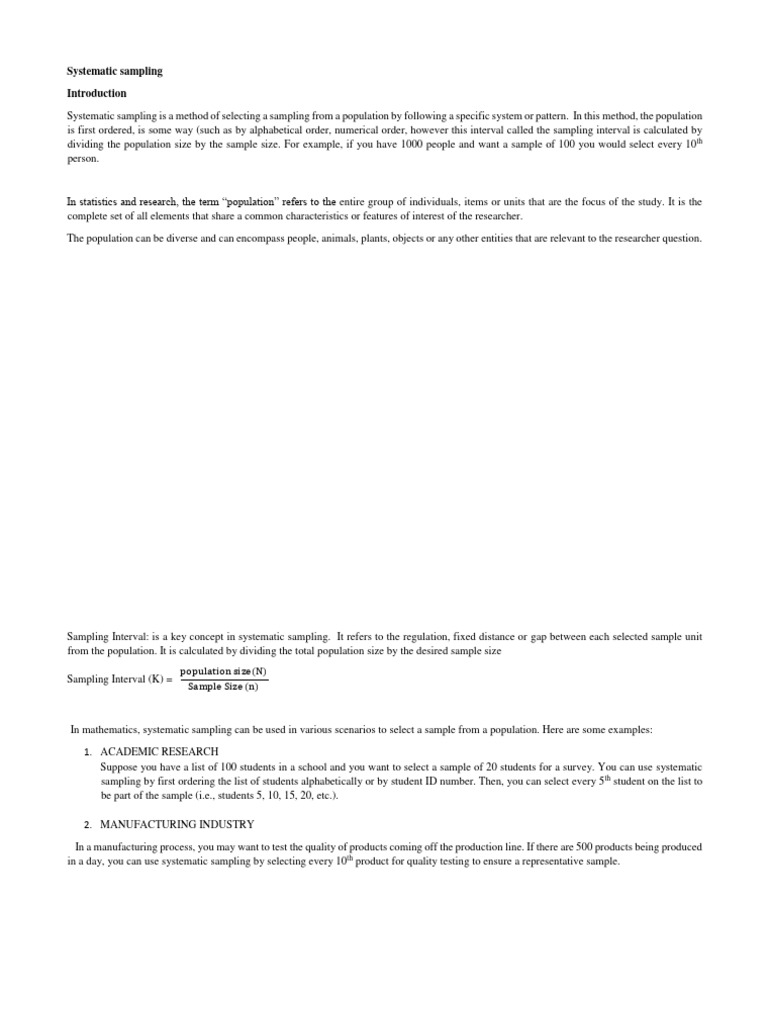 Systematic Sampling | PDF | Sampling (Statistics) | Statistics