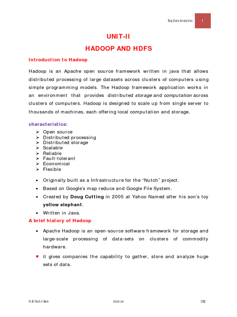 UNIT-II-LM | PDF | Apache Hadoop | File System