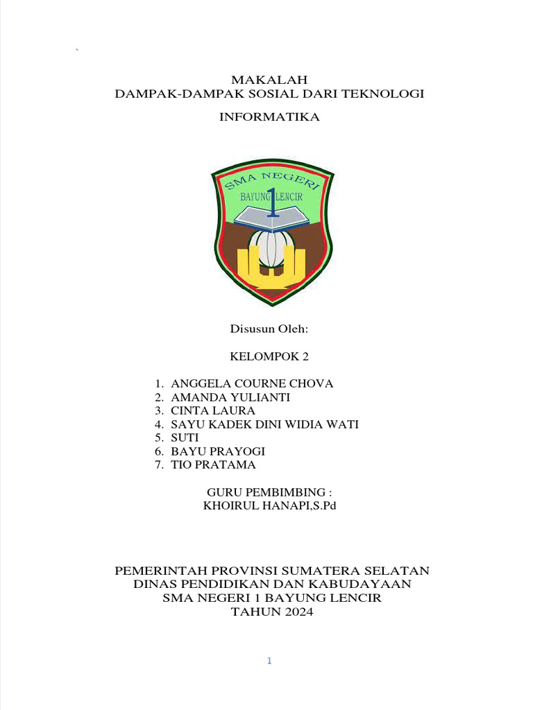 Makalah Informatika Kelas X SMA DAMPAK S | PDF