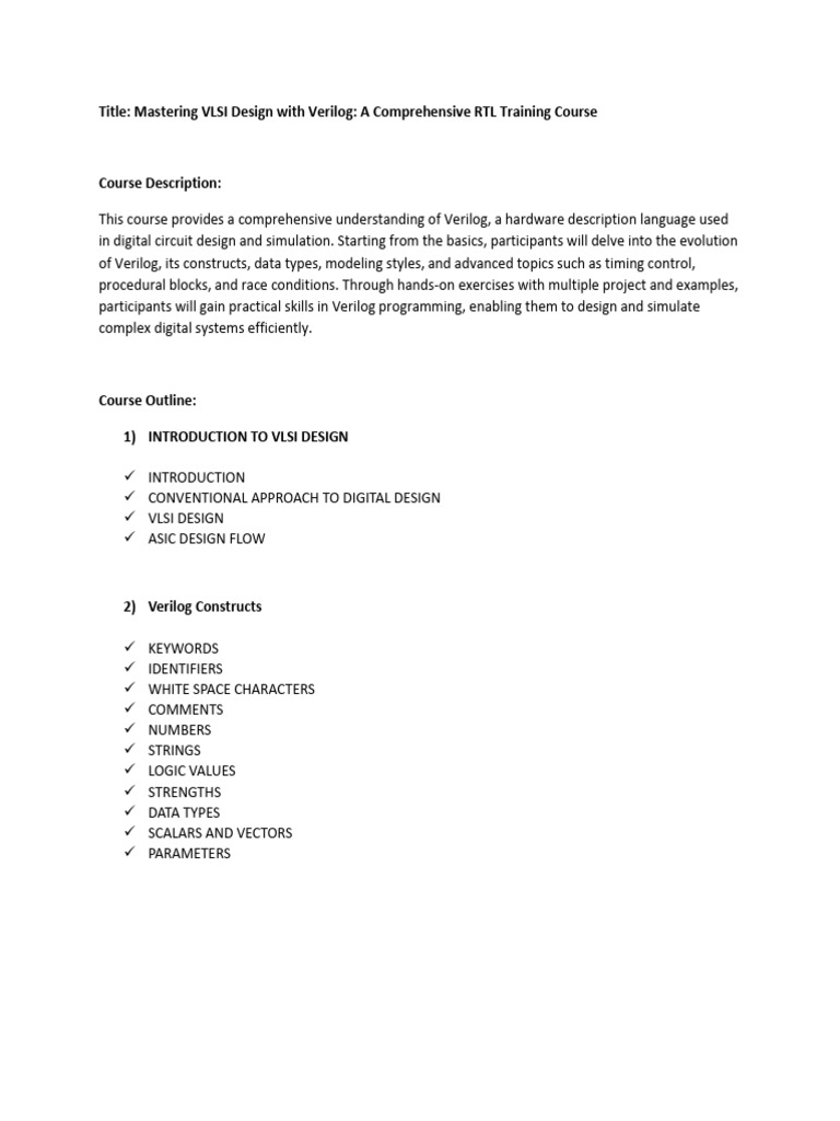 RTL Training Course | PDF | Logic Gate | Computer Engineering