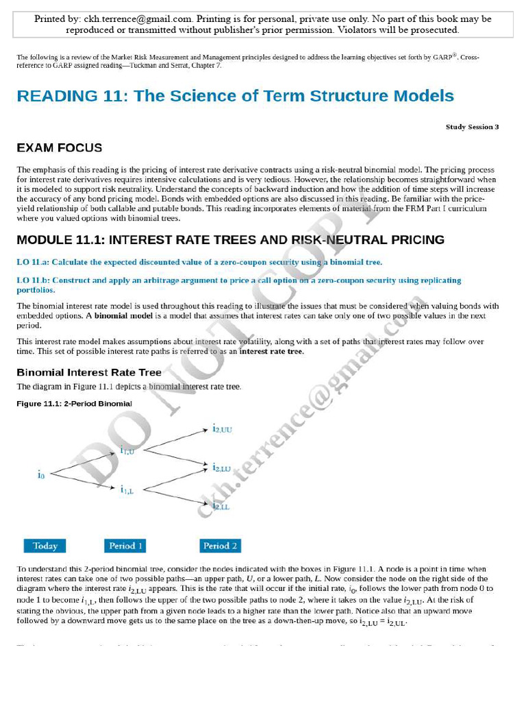 Reading 11 - The Science of Term Structure Models | Download Free PDF | Option (Finance) | Bonds ...