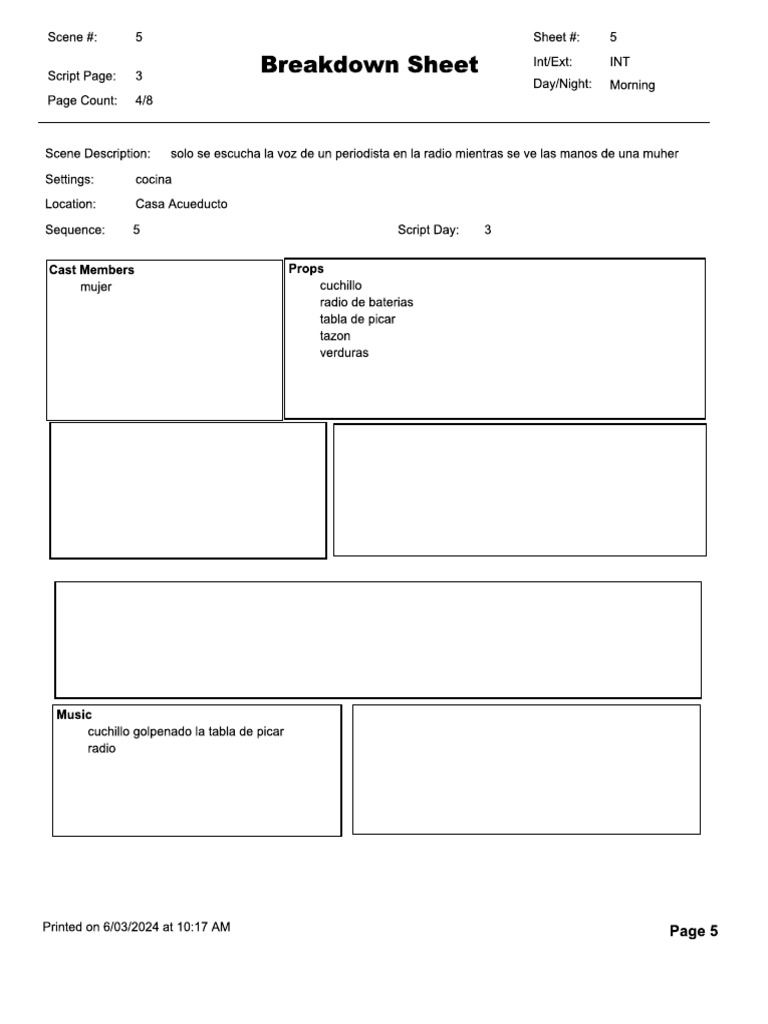 Breakdown Sheet #1 | PDF
