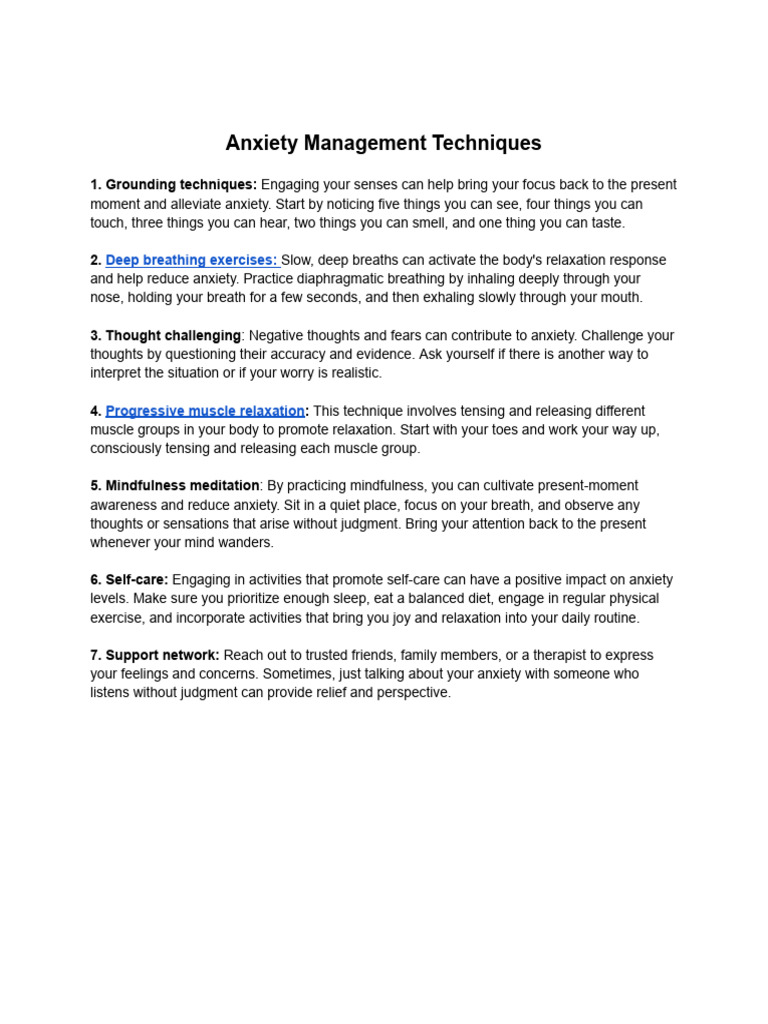 Anxiety Management Techniques | PDF