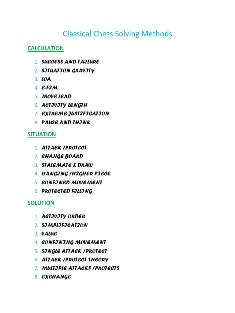 Classical Chess Solving Methods | PDF | Chess | Abstract Strategy Games
