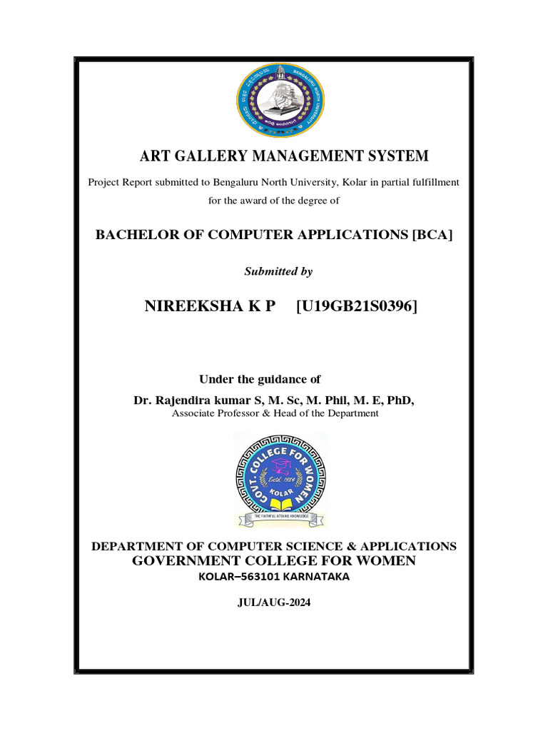 BCA Project: Art Gallery System | PDF | Academic Degree | Career And ...