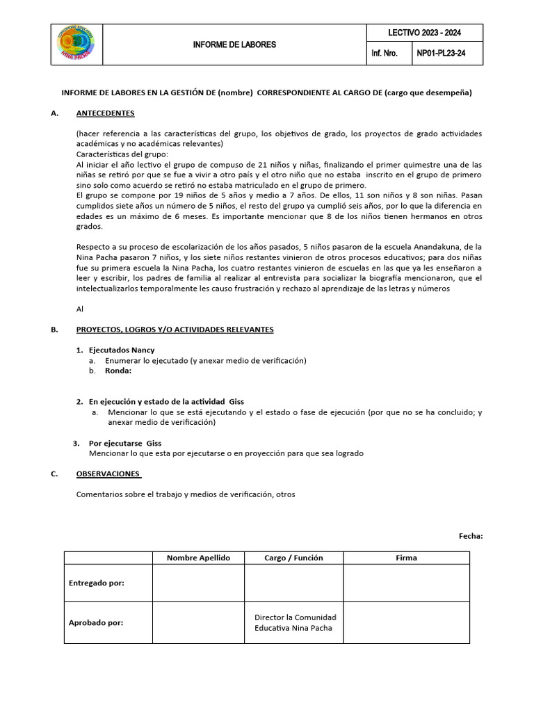 Informe de Labores 2023-2024 en Educación | PDF | Escuelas