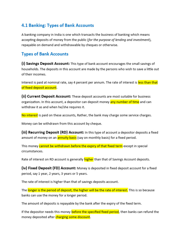 (16730) Banking - Types of Banking Accounts | PDF | Deposit Account | Banks