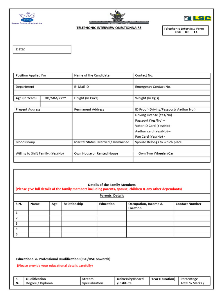 LSC TIQ Form | PDF