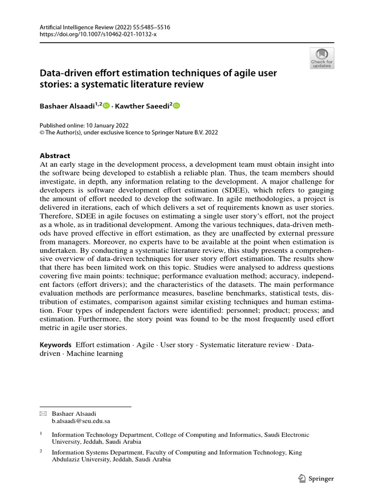 2022 Bashaer Data Driven SLR | PDF | Software Development Process | Agile Software Development