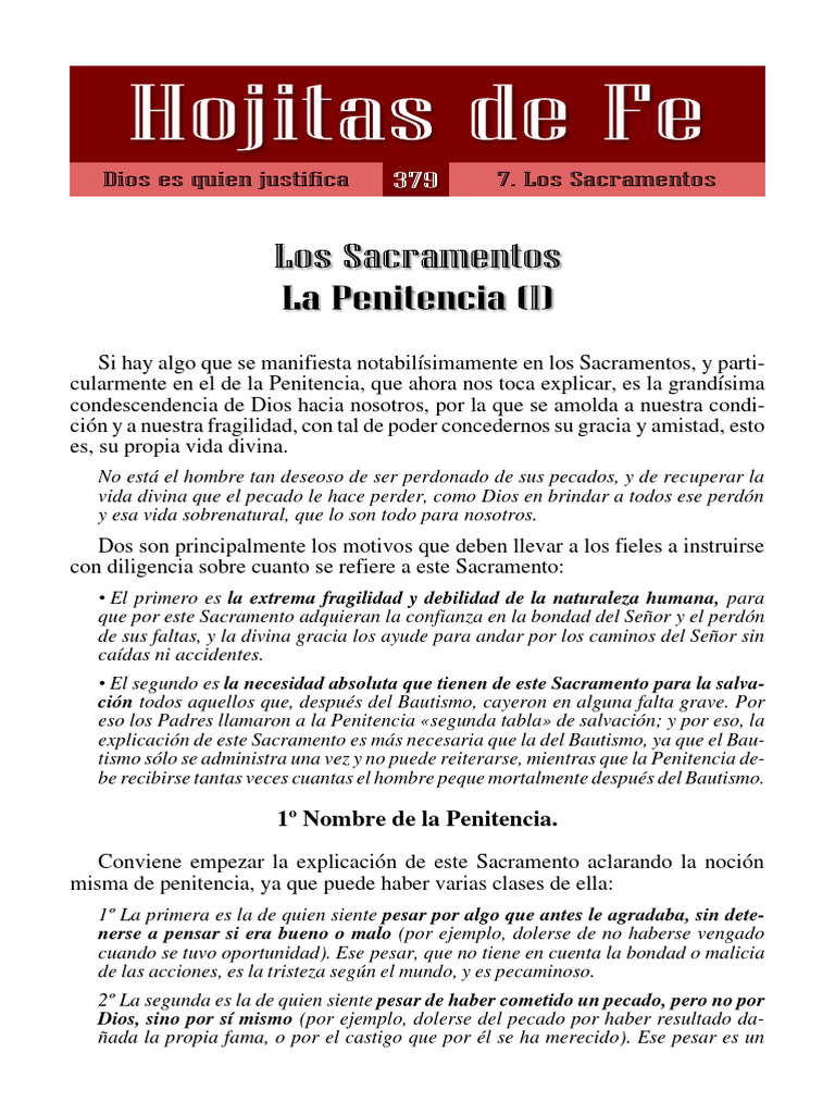 La Penitencia I | PDF | Pecado | Gracia divina
