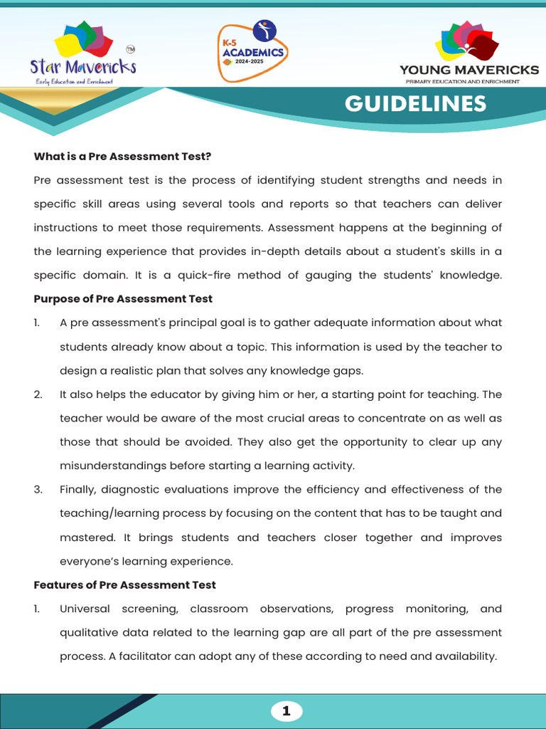 PRE-ASSESSMENT Guidelines | PDF | Educational Assessment | Teachers