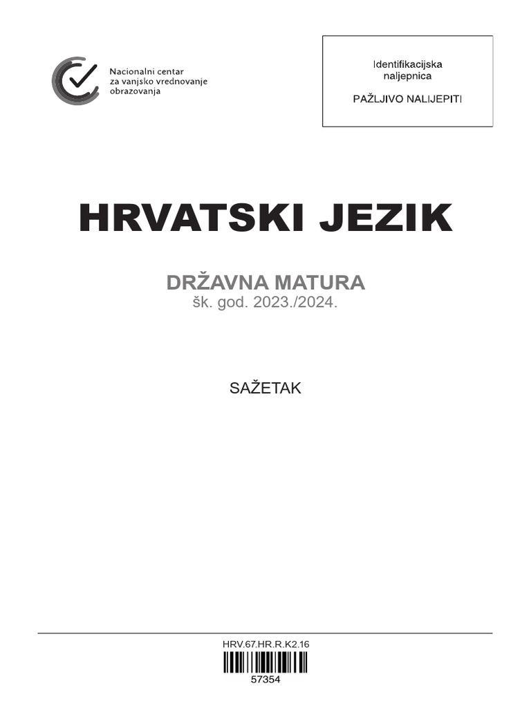 Hrvatski Jezik: Državna Matura | PDF