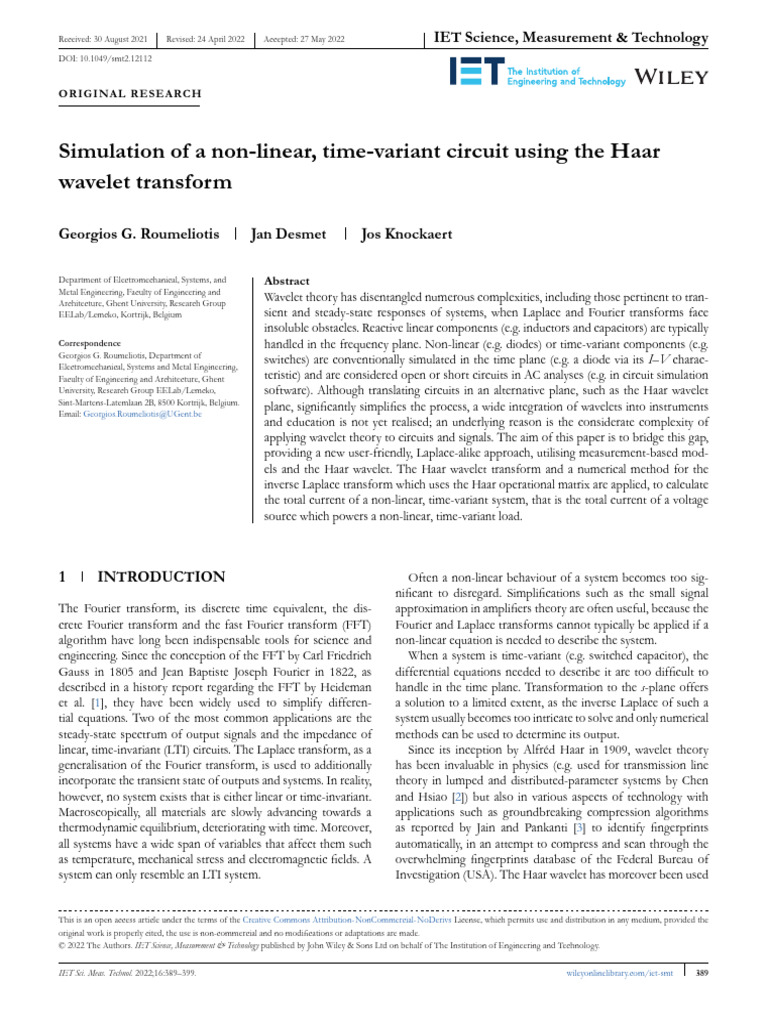 Simulation Of A Non Linear Time Variant Circuit Us Download Free Pdf
