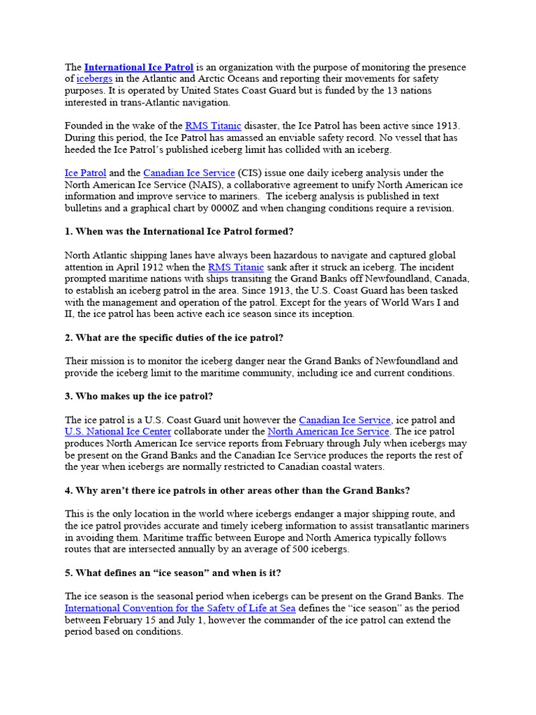The International Ice Patrol | PDF | Water Transport