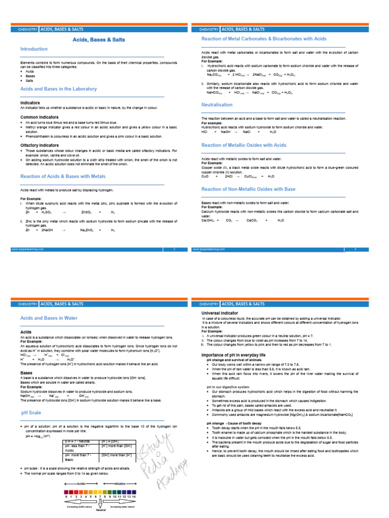 Acid Bases Notes | PDF | Sodium Carbonate | Acid