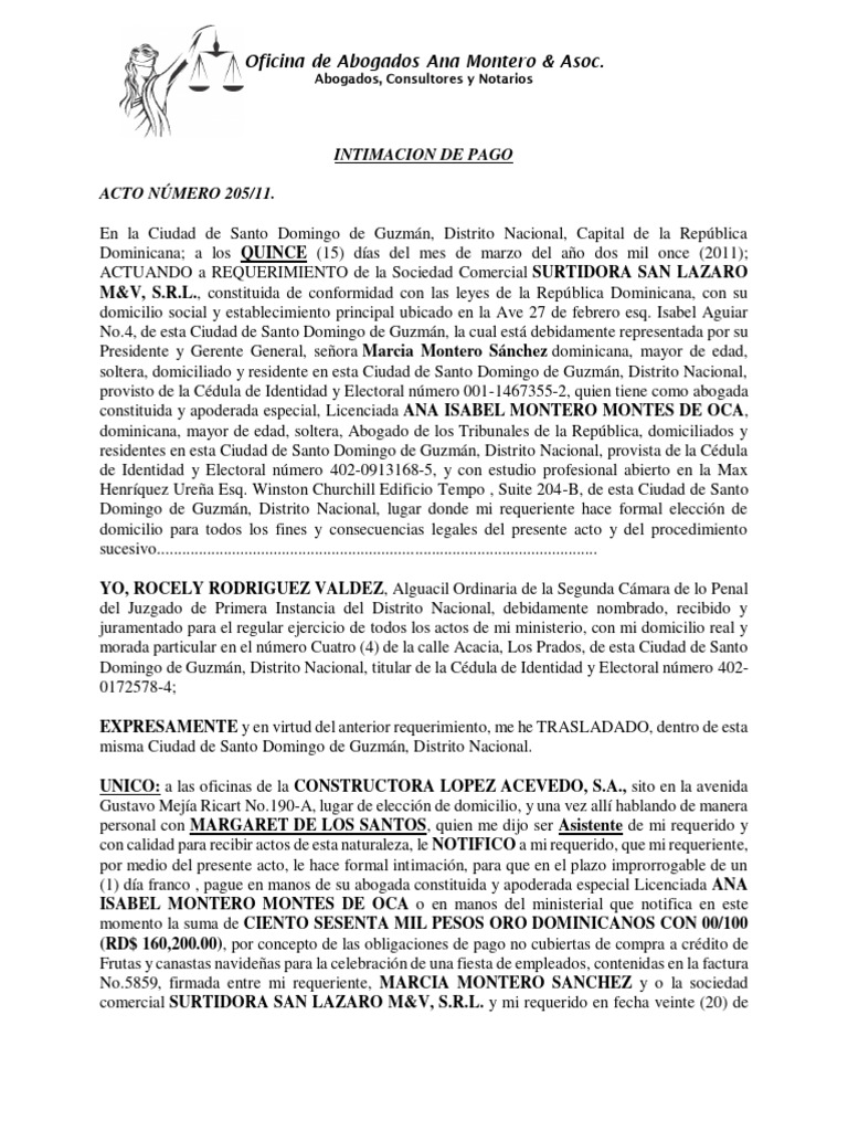 Demanda en Cobro de Pesos, Ana Montero 16-Sdrn-1-045 | PDF | República Dominicana | Sentencia (ley)