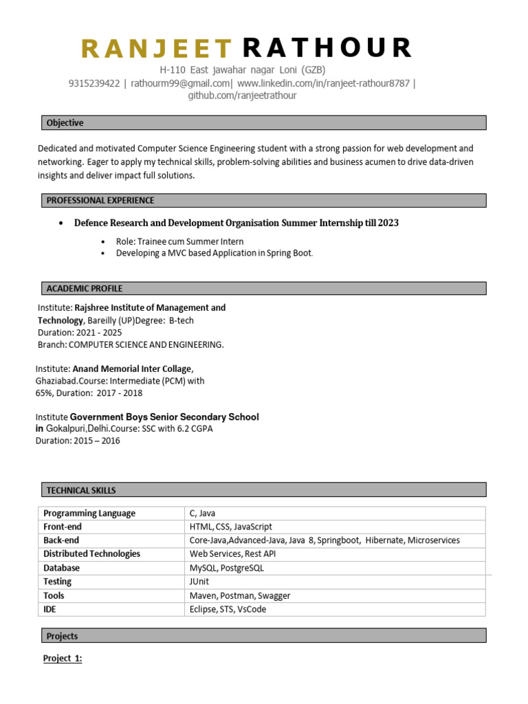 Resume Ranjeet | PDF | Web Development | Software Development