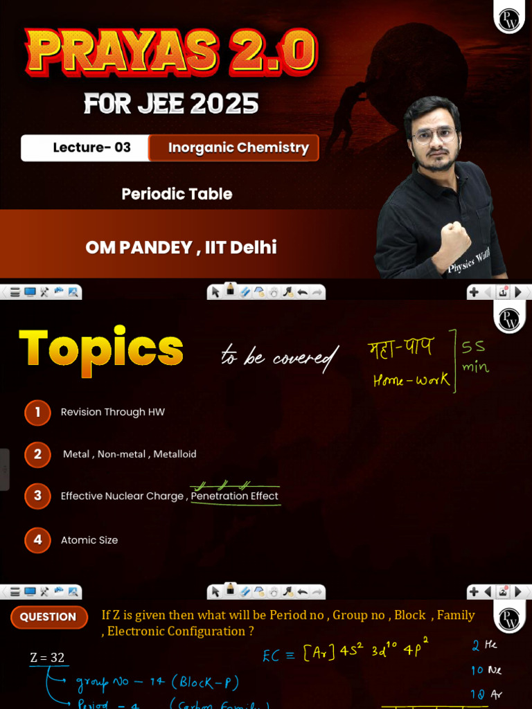 Periodic Table 03 _ Class Notes __ Prayas JEE 2.0 2025 | PDF | Periodic ...