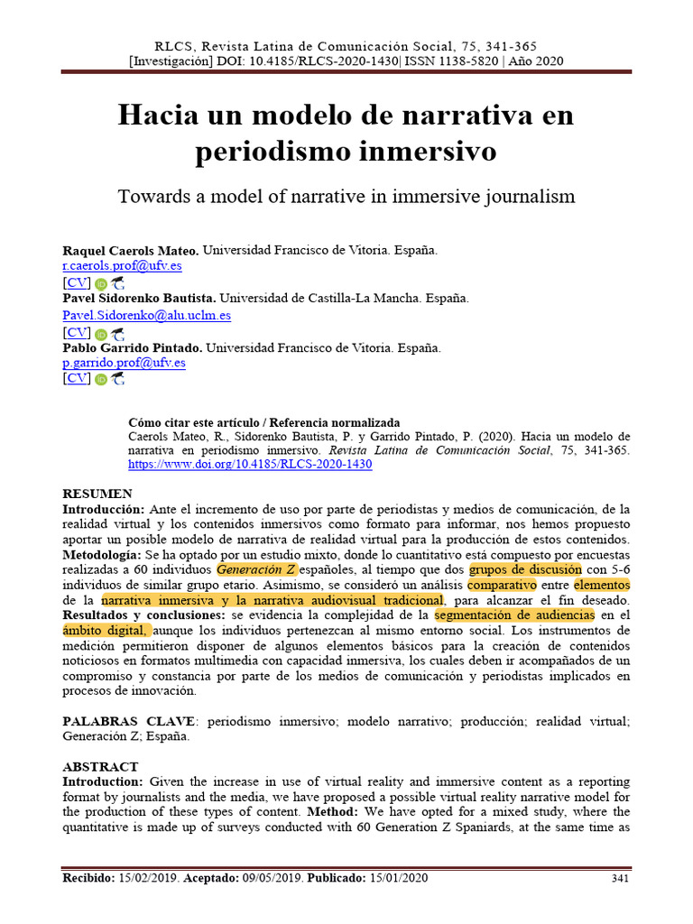 Periodismo Inmersivo | PDF | Realidad virtual | Experiencia