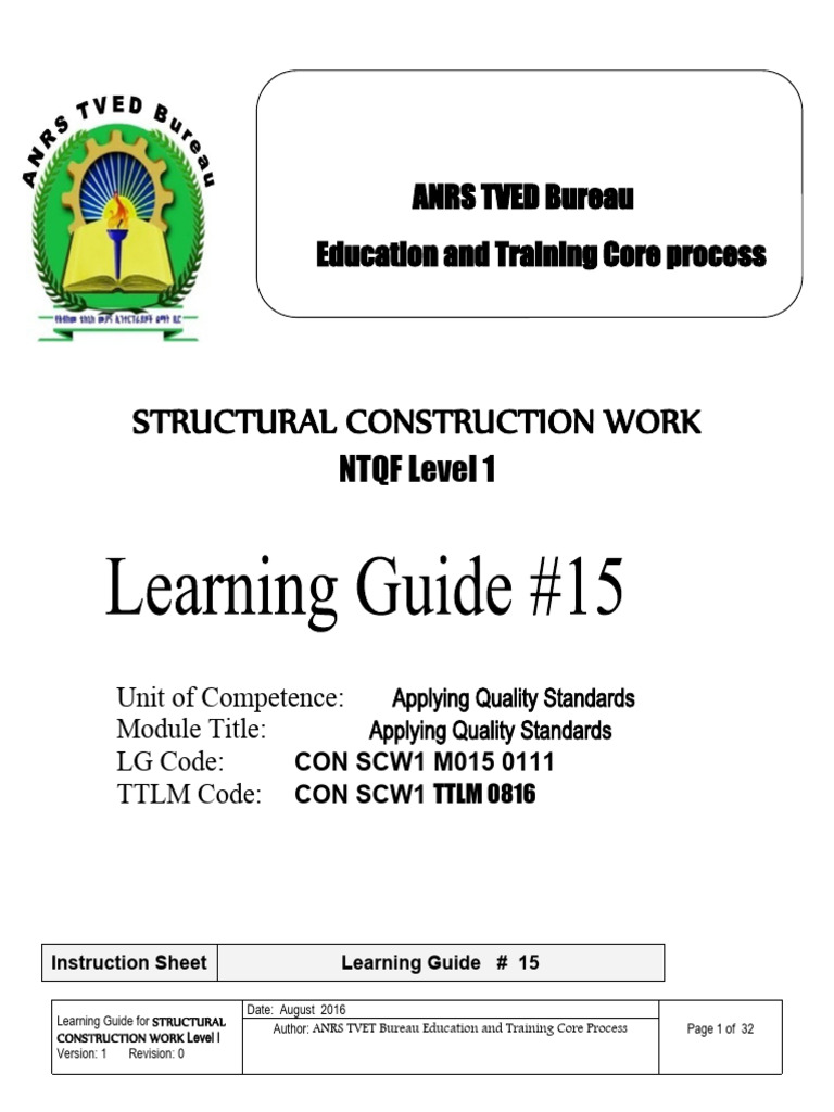 UC 15 Applying Quality Standards Level 4 | PDF | Concrete ...