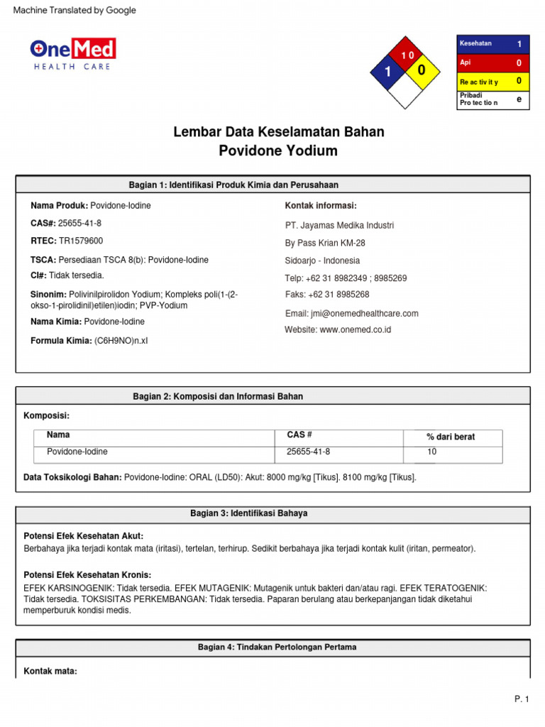 MSDS Pov-Iodine | PDF
