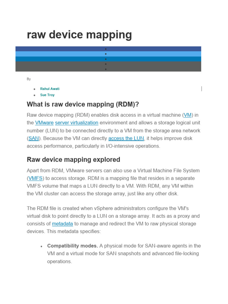 Understanding Raw Device Mapping in VMware | PDF | Virtual Machine ...