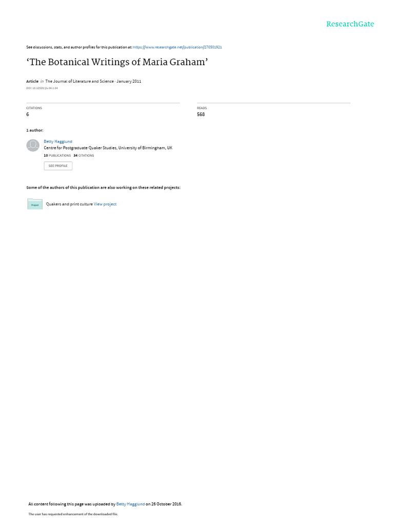 The Botanical Writings of Maria Graham | PDF | Botany