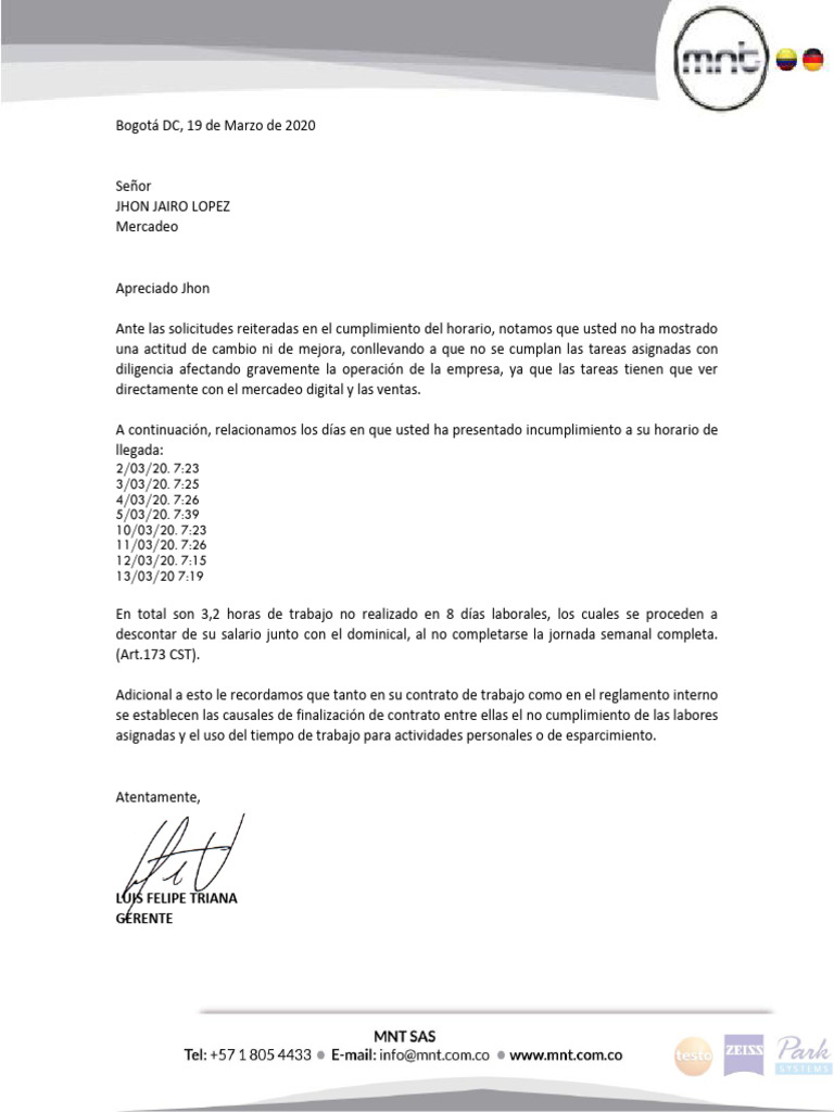 3er Memorando Llegadas Tarde | PDF | Derecho